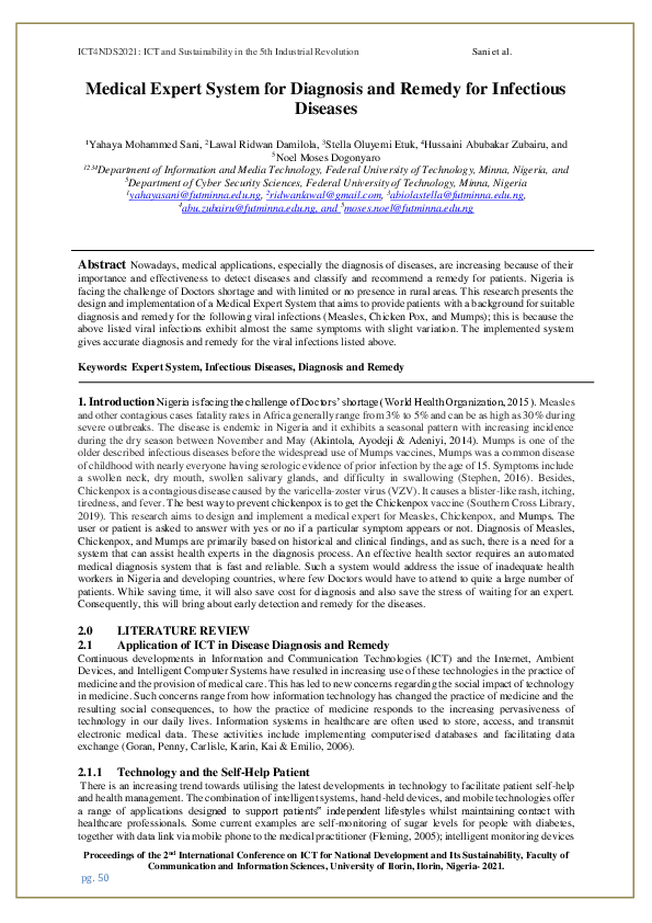 (PDF) Medical Expert System for Diagnosis and Remedy for Infectious ...