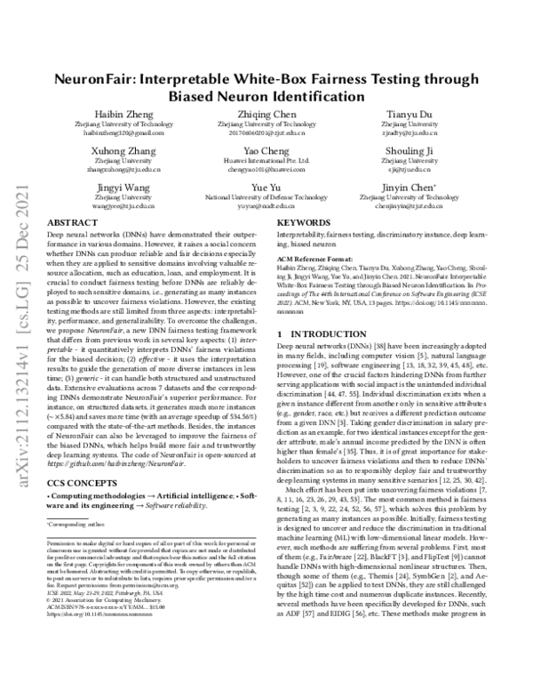(PDF) NeuronFair: Interpretable White-Box Fairness Testing through ...