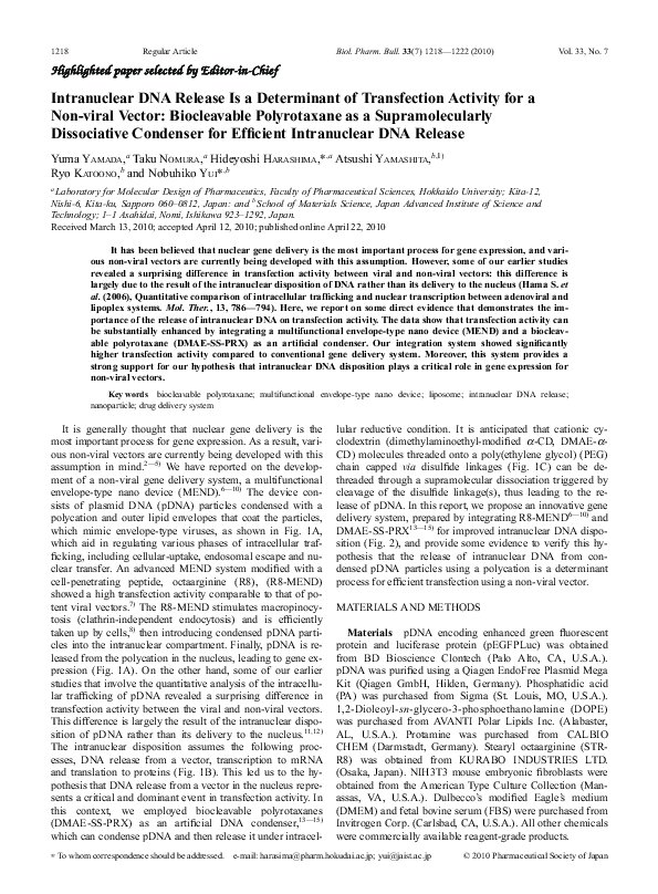 (PDF) Intranuclear DNA Release Is a Determinant of Transfection ...