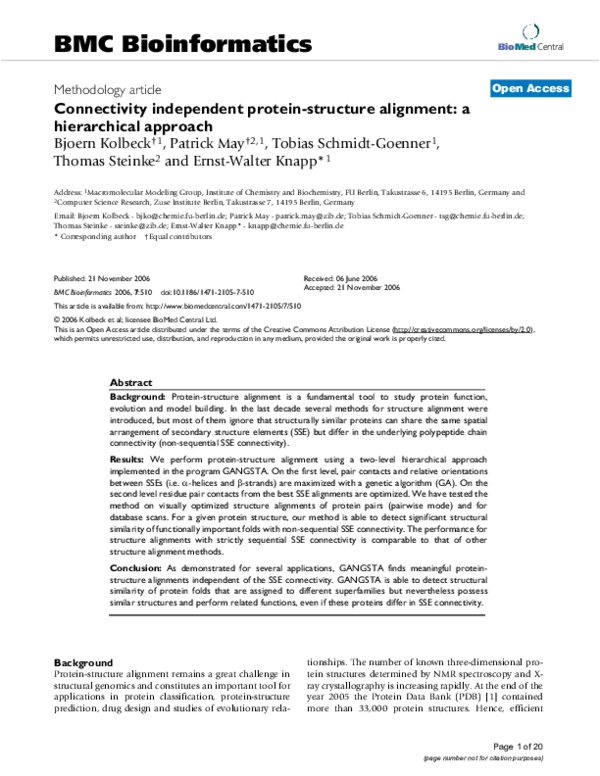 (PDF) Connectivity independent protein-structure alignment: A hierarchical approach