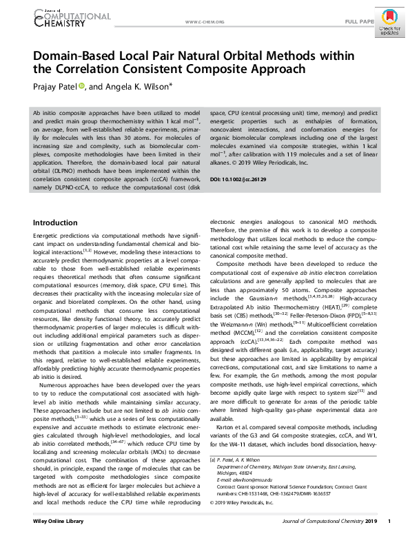 (PDF) Domain‐based local pair natural orbital methods within the correlation consistent ...