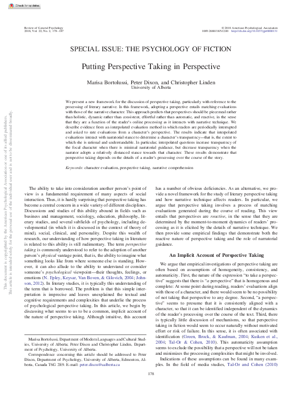 (PDF) Putting Perspective Taking in Perspective