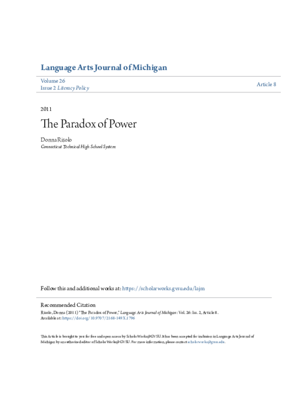 (PDF) The Paradox of Power