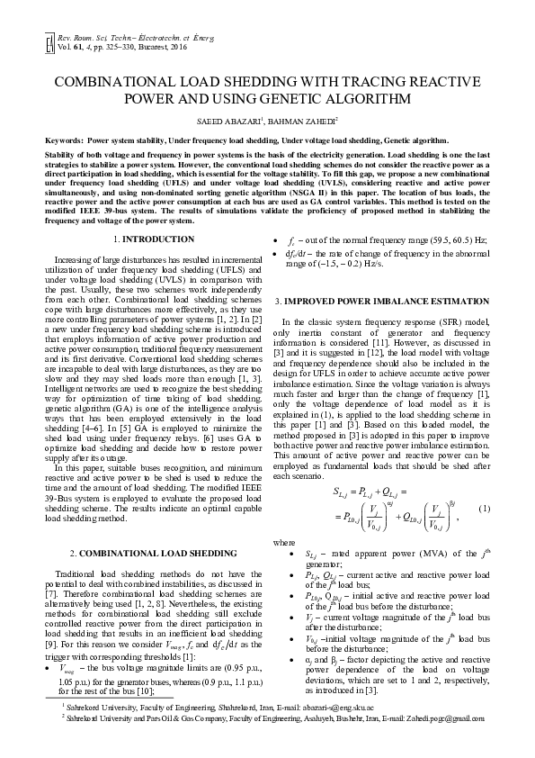 (PDF) Combinational Load Shedding with Tracing Reactive Power and Using ...