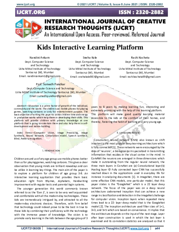 (PDF) Kids Interactive Learning Platform