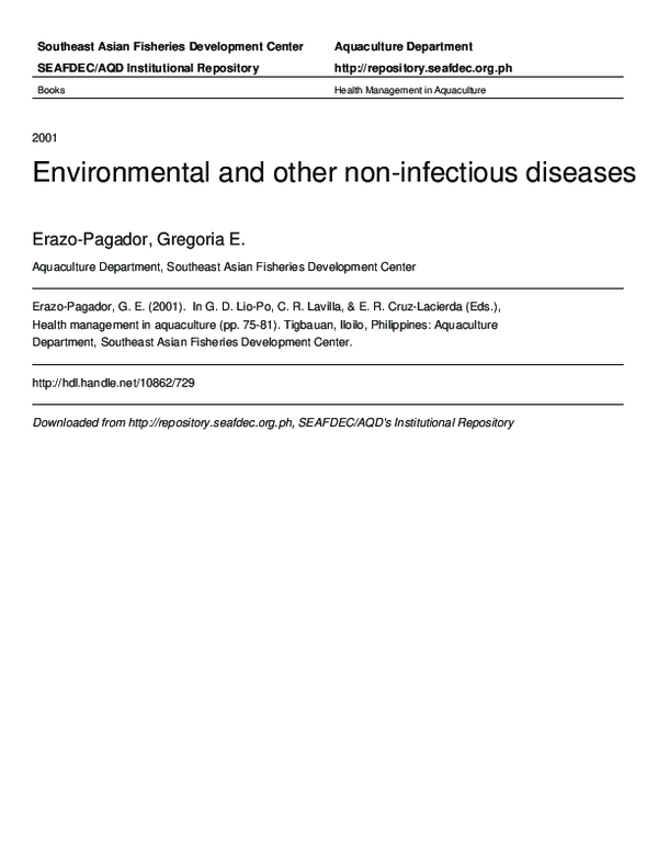 (PDF) Environmental and other non-infectious diseases