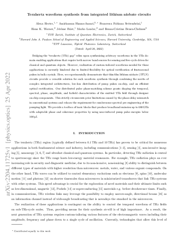 (PDF) THz Waveform Synthesis Using TFLN Circuits