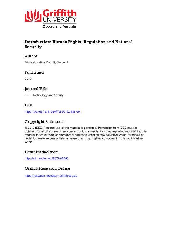 (PDF) Human Rights, Regulation, and National Security [Introduction]