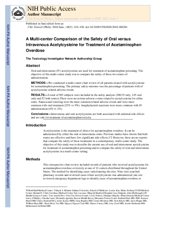 (PDF) A multicenter comparison of the safety of oral versus intravenous ...