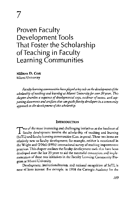 (PDF) 7: Proven Faculty Development Tools That Foster the Scholarship of Teaching in Faculty ...