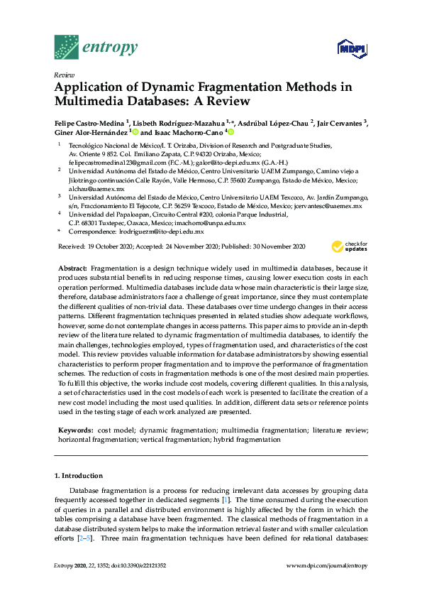 (PDF) Application of Dynamic Fragmentation Methods in Multimedia Databases: A Review