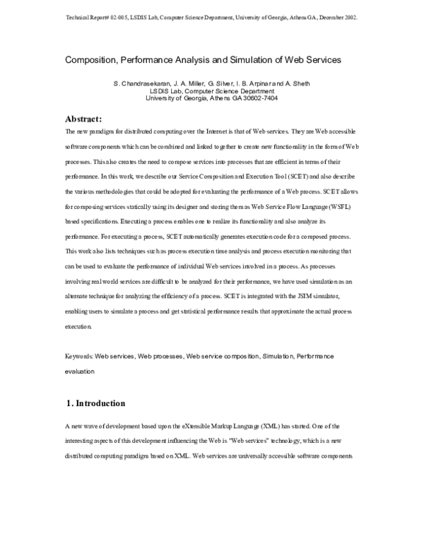 (PDF) Composition, Performance Analysis and Simulation of Web Services