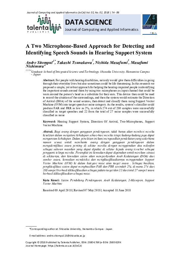 (PDF) A Two Microphone-Based Approach for Detecting and Identifying Speech Sounds in Hearing ...