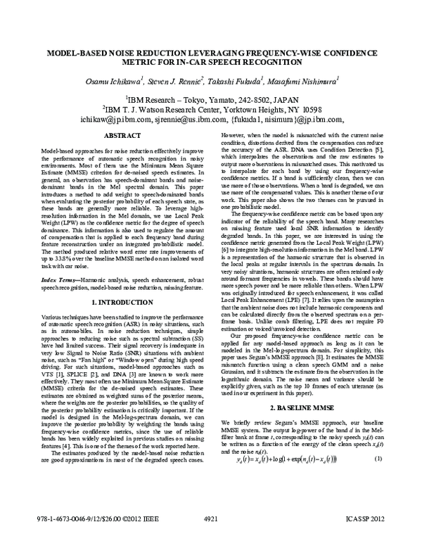 (PDF) Model-based noise reduction leveraging frequency-wise confidence metric for in-car speech ...