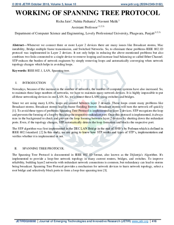 (PDF) Working of Spanning Tree Protocol