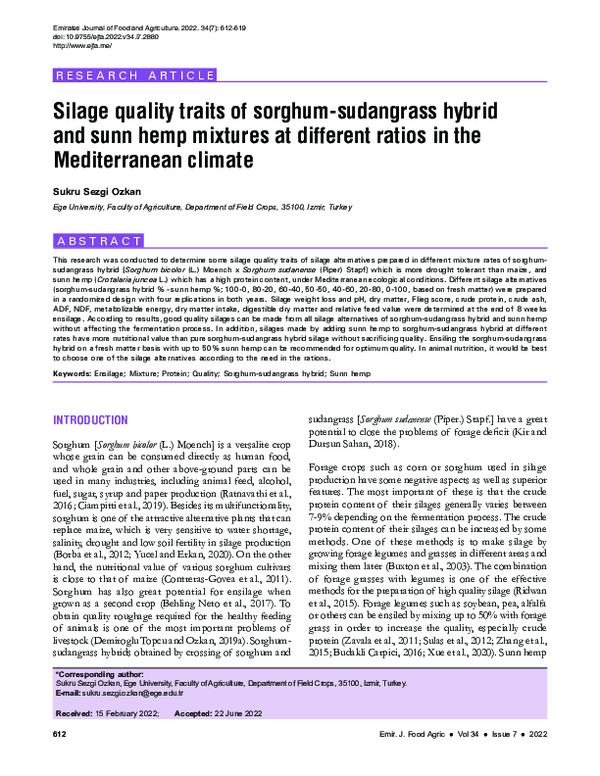 (PDF) Silage quality traits of sorghum-sudangrass hybrid and sunn hemp ...