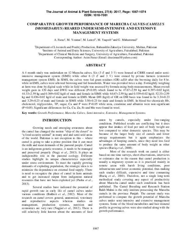 (PDF) Comparative Growth Performance of Marecha Calves ( Camelus ...