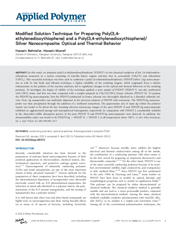 (PDF) Modified solution technique for preparing poly(3,4 ...