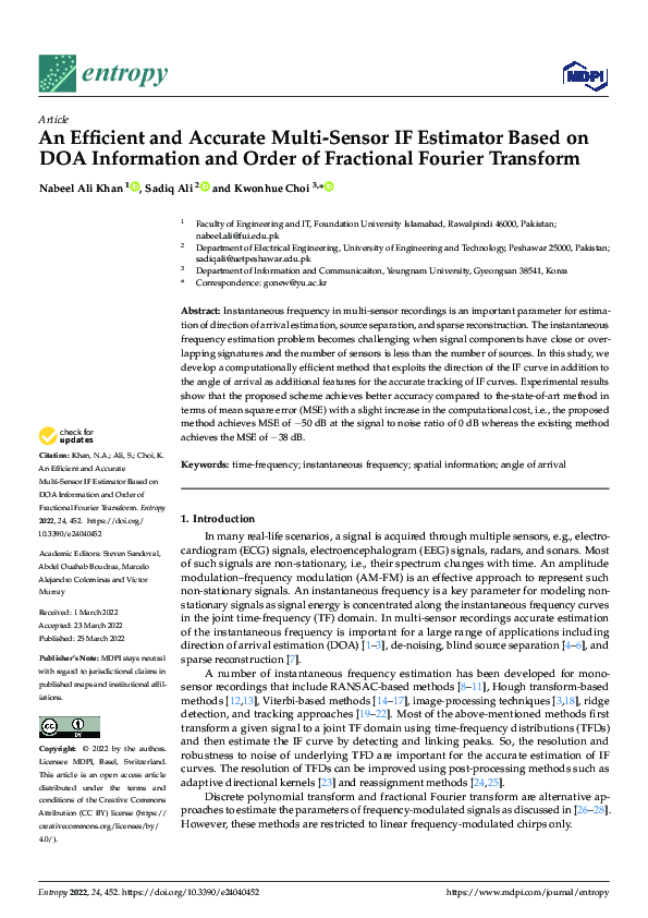 Pdf Multi Sensor If Estimation Using Doa And Fft