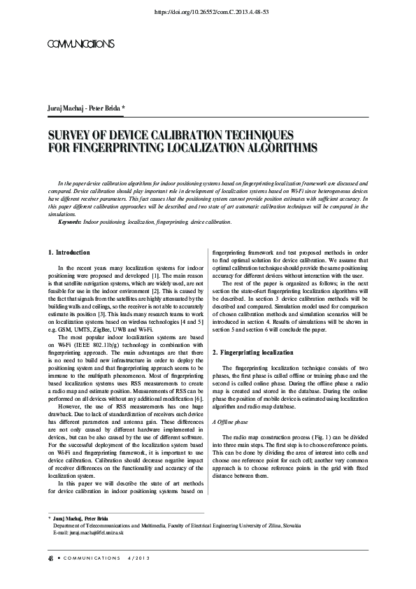 Pdf Survey Of Device Calibration Techniques For Fingerprinting
