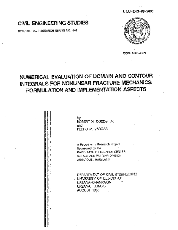 (PDF) Numerical Evaluation of Domain and Contour Integrals for Nonlinear Fracture Mechanics ...