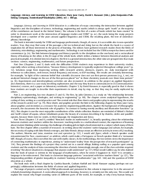 (PDF) Language, Literacy, and Learning in STEM Education