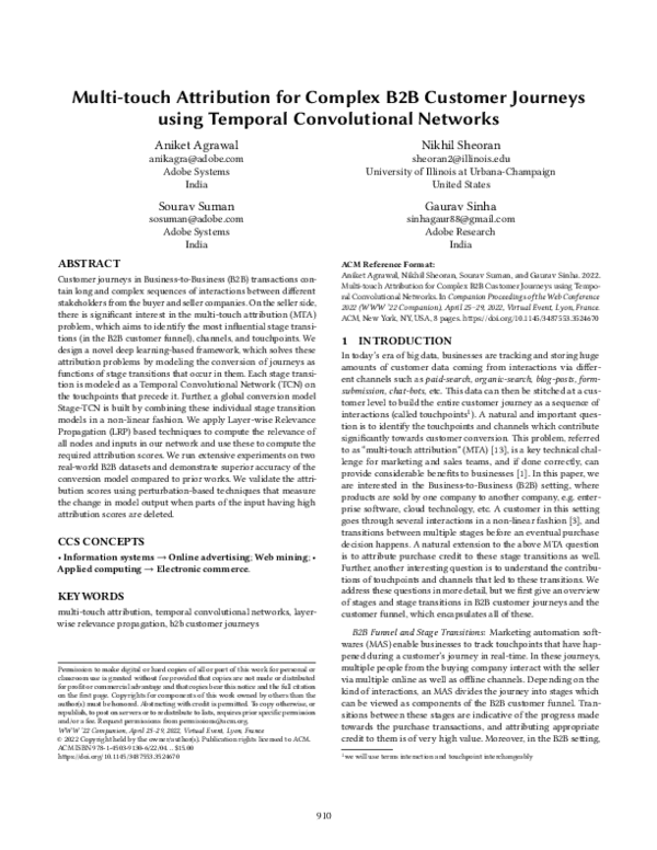 Multi-touch Attribution for Complex B2B Customer Journeys using Temporal Convolutional Networks