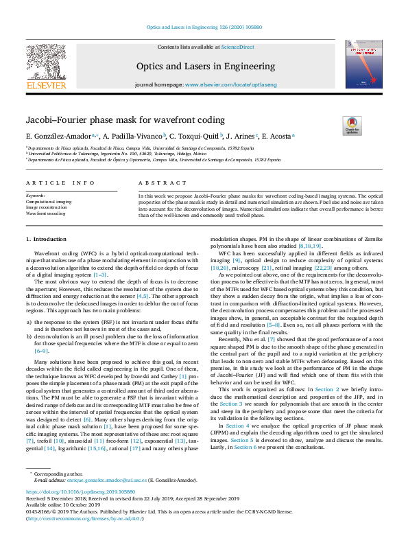 (PDF) Jacobi–Fourier phase mask for wavefront coding