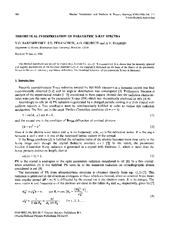 (PDF) Theoretical interpretation of parametric X-ray spectra