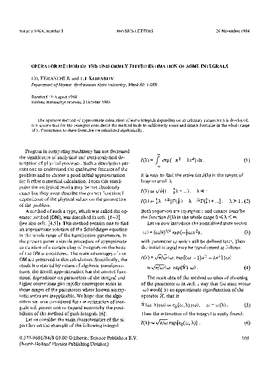 (PDF) Operator method of the uniformly fitted estimation of some integrals