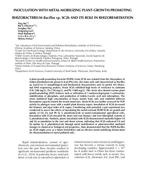 (PDF) Inoculation with Metal-Mobilizing Plant-Growth-Promoting ...