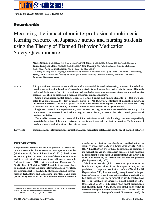 (PDF) Measuring the impact of an interprofessional multimedia learning ...
