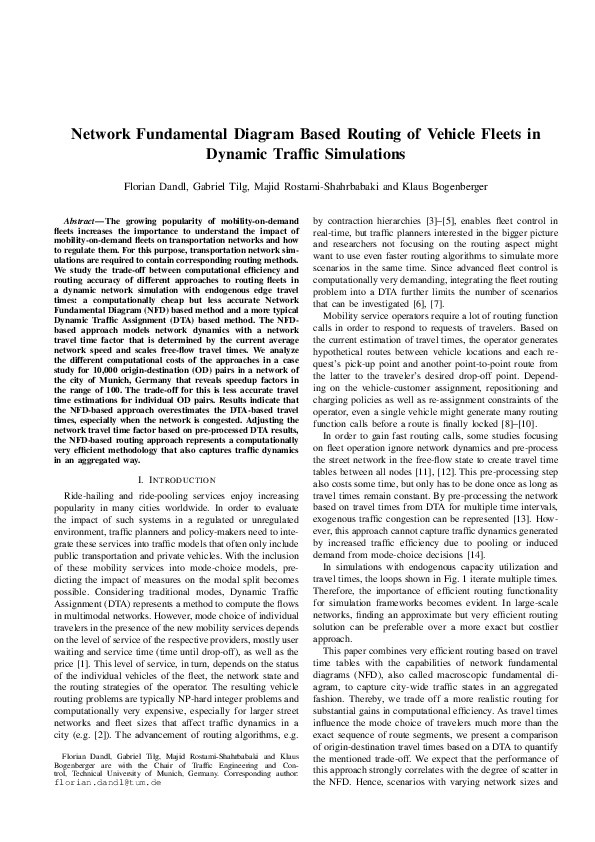 (PDF) Network Fundamental Diagram Based Routing of Vehicle Fleets in Dynamic Traffic Simulations ...