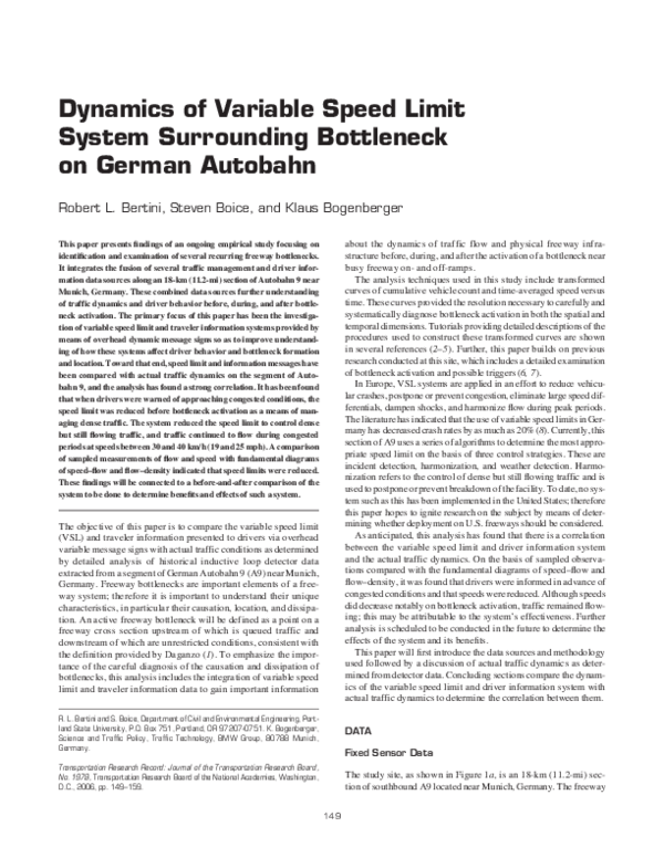 (PDF) Variable Speed Limits and Bottleneck Dynamics