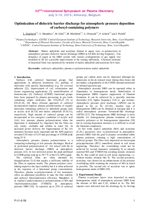 (PDF) Optimization of Dielectric Barrier Discharge Plasma Actuators for Active Aerodynamic Flow ...