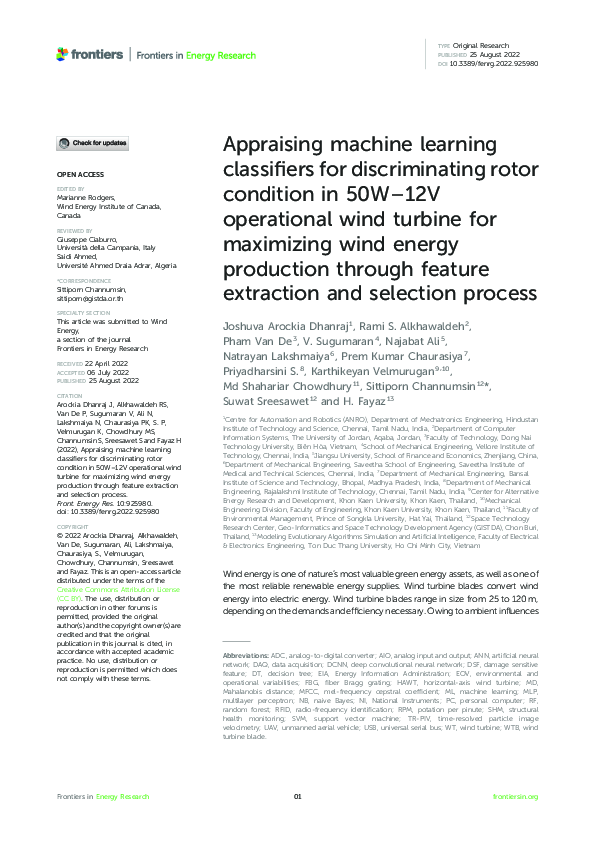 (PDF) Appraising machine learning classifiers for discriminating rotor condition in 50W–12V ...
