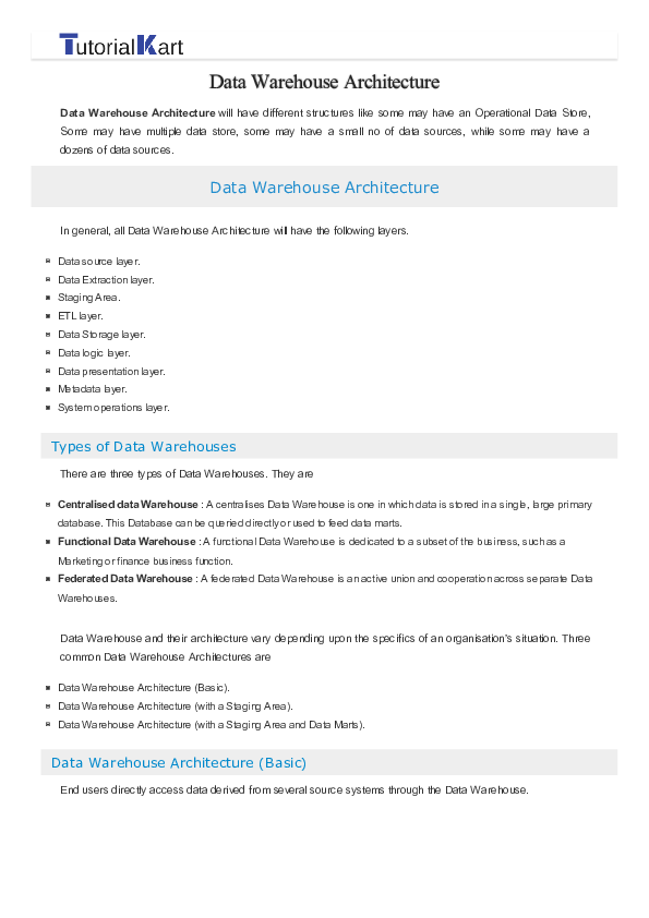 (PDF) Data warehouse architecture