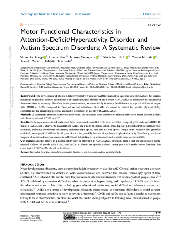 (PDF) Motor Functional Characteristics in Attention-Deficit ...