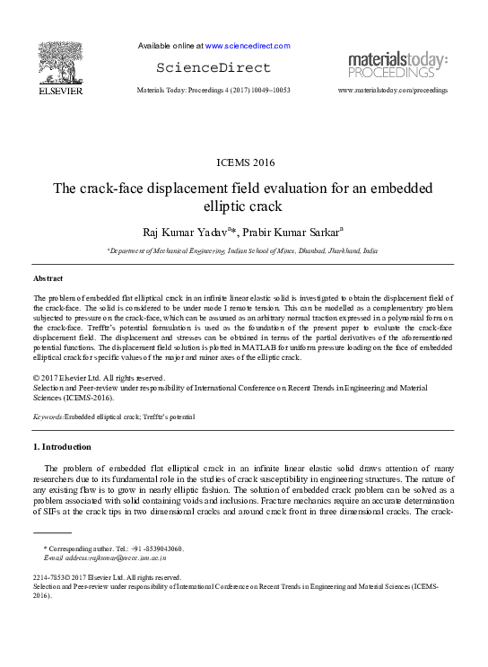 (PDF) The crack-face displacement field evaluation for an embedded ...