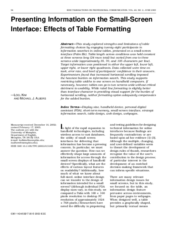 (PDF) Presenting information on the small-screen interface: Effects of ...