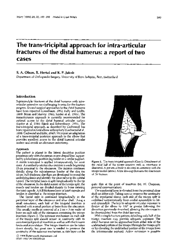 (PDF) The trans-tricipital approach for intra-articular fractures of ...