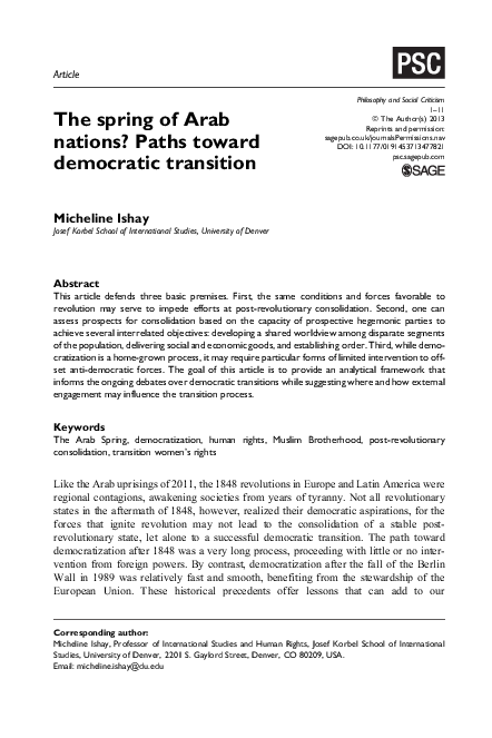 (PDF) The spring of Arab nations? Paths toward democratic transition