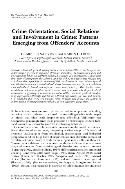 (PDF) Crime Orientations, Social Relations and Involvement in Crime ...