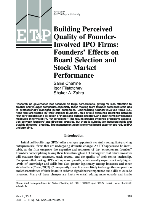 (PDF) Building Perceived Quality of Founder–Involved IPO Firms ...