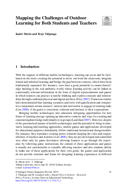 (PDF) Mapping the Challenges of Outdoor Learning for Both Students and ...