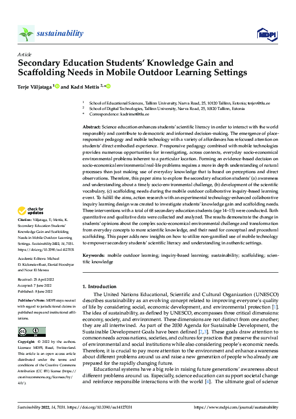 (PDF) Secondary Education Students’ Knowledge Gain and Scaffolding ...
