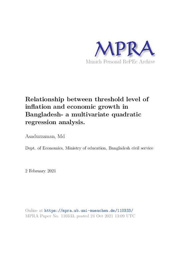 (PDF) Relationship Between Threshold Level of Inflation and Economic ...