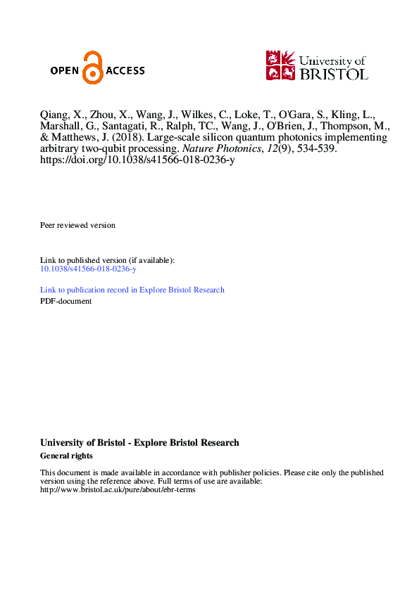 (PDF) Large-scale silicon quantum photonics implementing arbitrary two-qubit processing