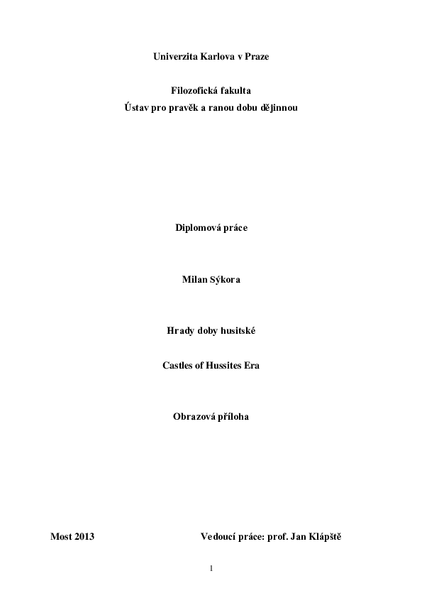 (PDF) Castles of Hussites Era