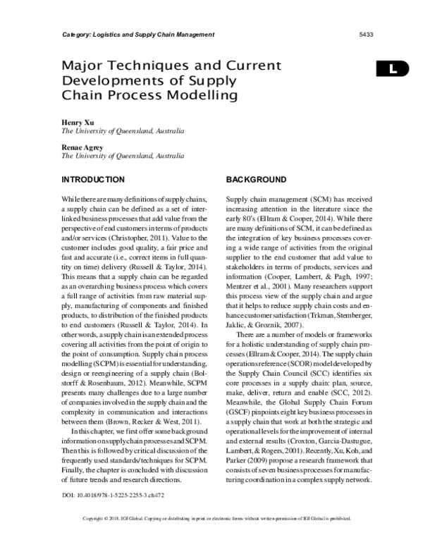 (PDF) Major Techniques and Current Developments of Supply Chain Process Modelling